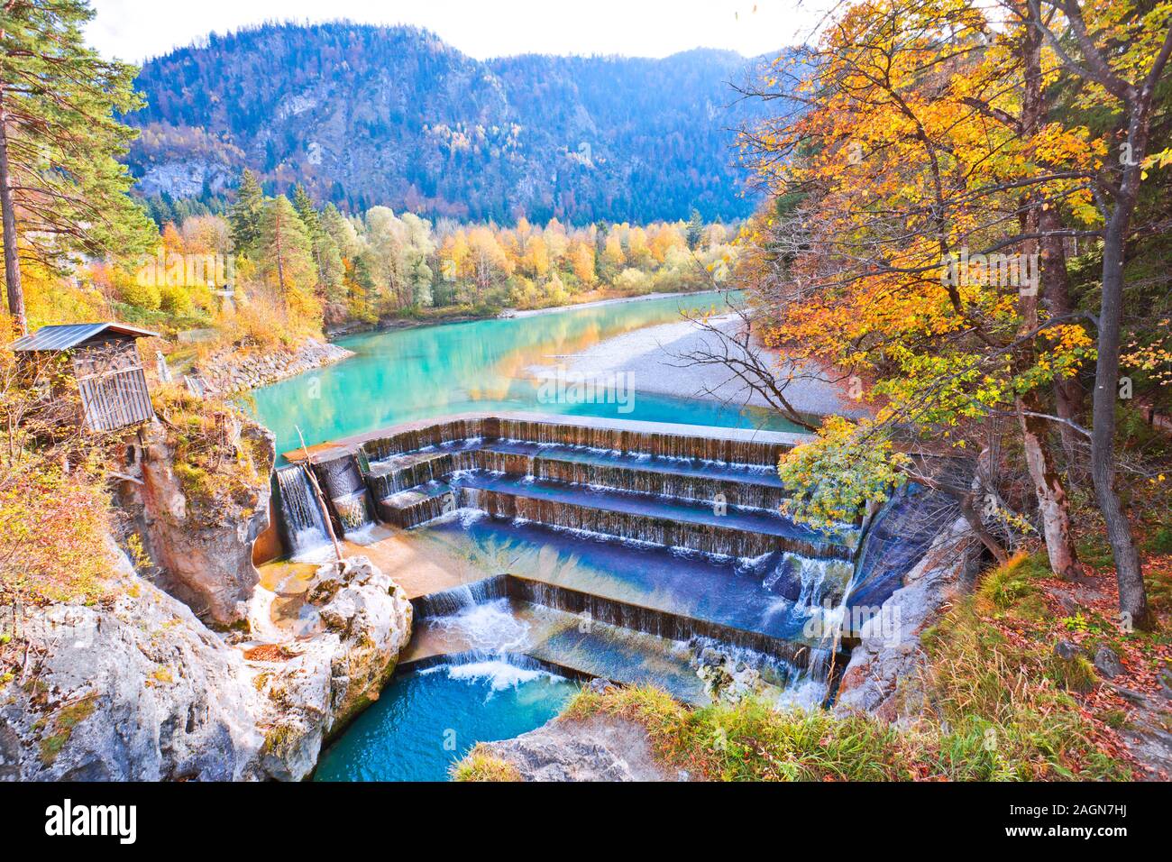 View of The Lechfall waterfall in Fussen, Bavaria, Southern Germany ...