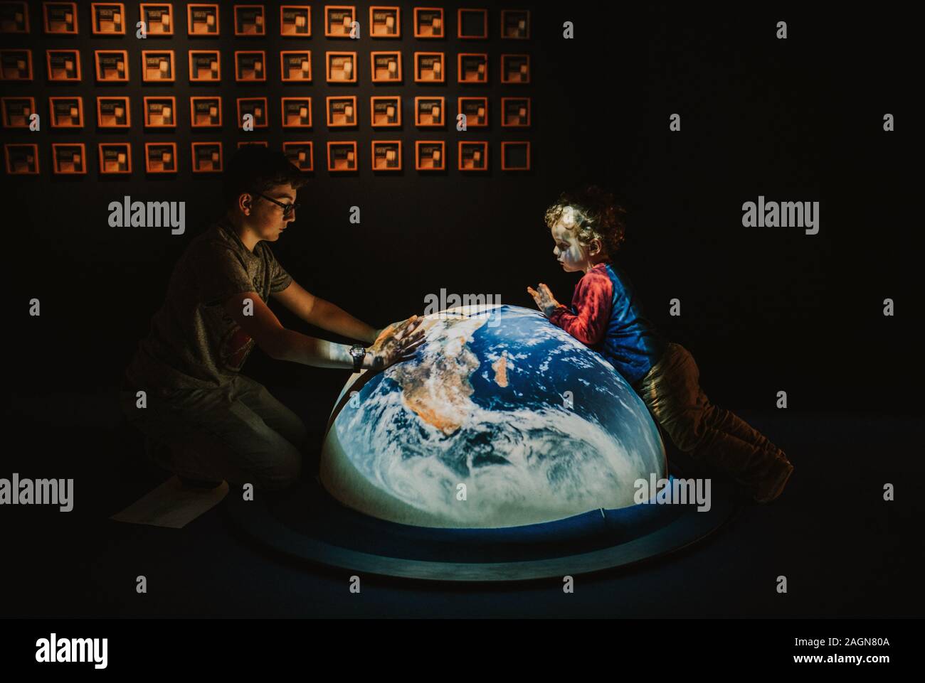 Toddler Boy with Moon Stock Photo - Alamy