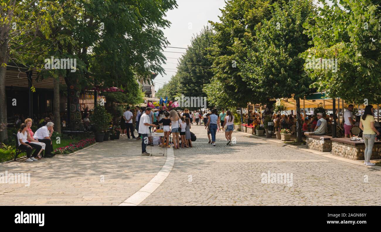 Stone bridge, Bistrica river and the Old bazaar, Prizren, Kosovo Stock ...