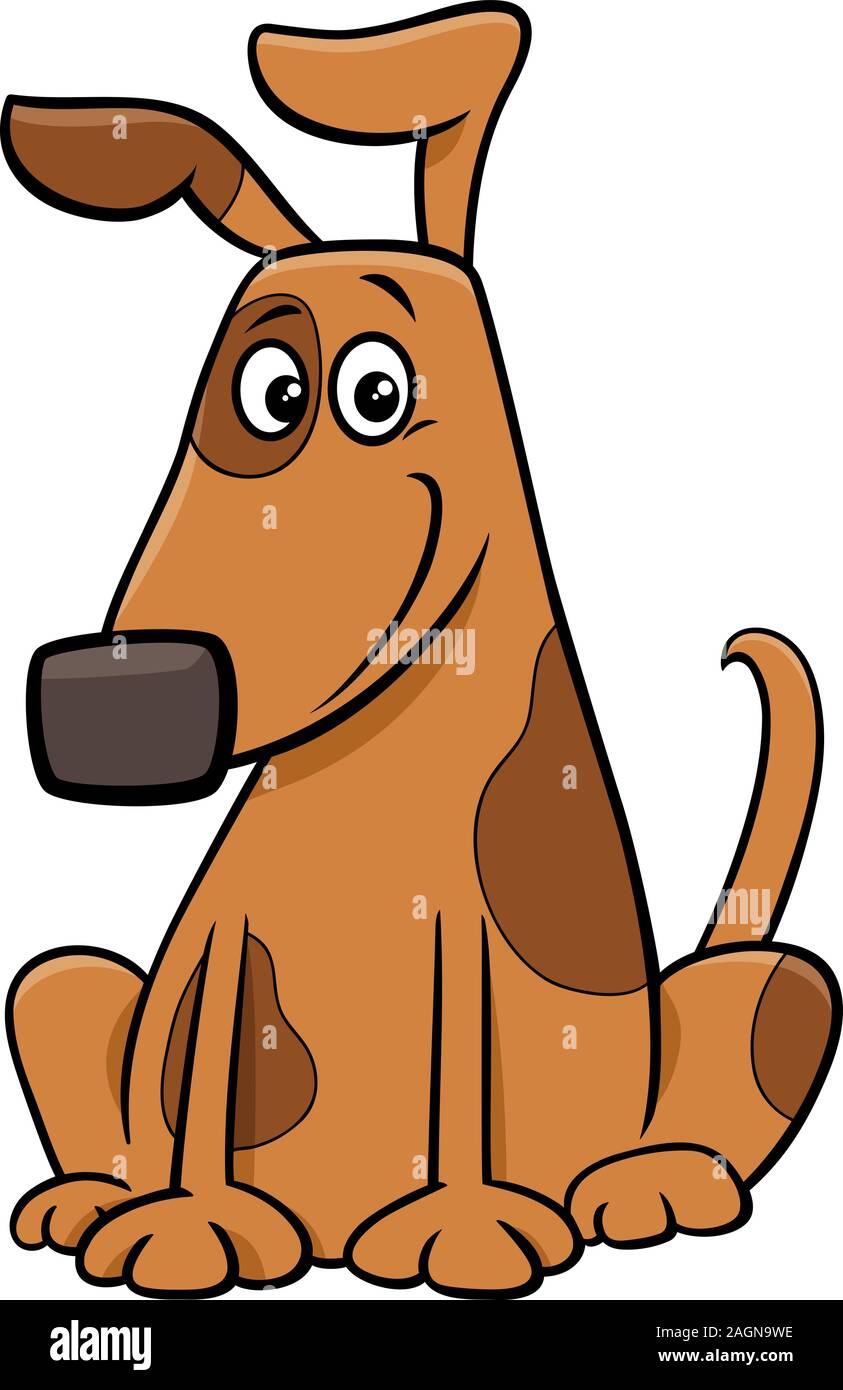 Cartoon Illustration of Funny Brown Spotted Dog Comic Animal Character ...