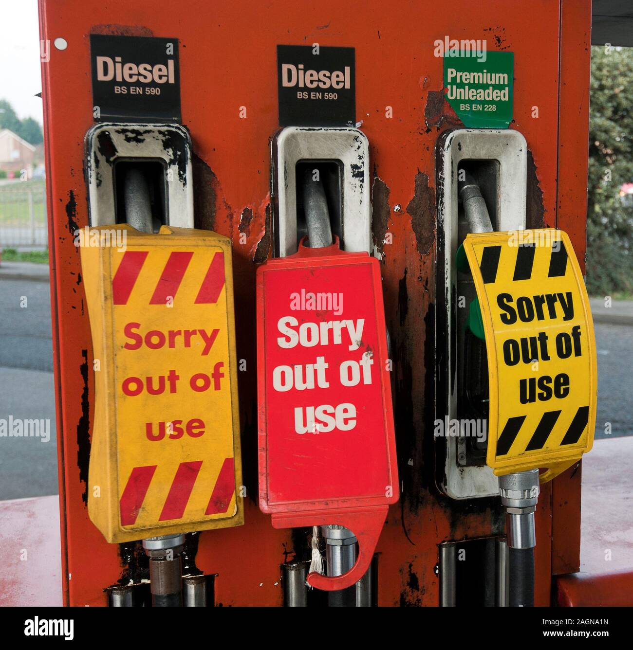 Fuel shortages at petrol pumps in Berkshire as a result of panic buying because of rumours of a ...