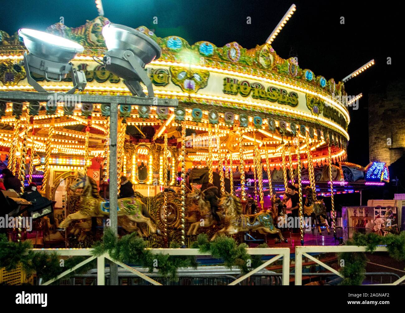 One of the favorite rides at a funfair, the Carousel Stock Photo - Alamy