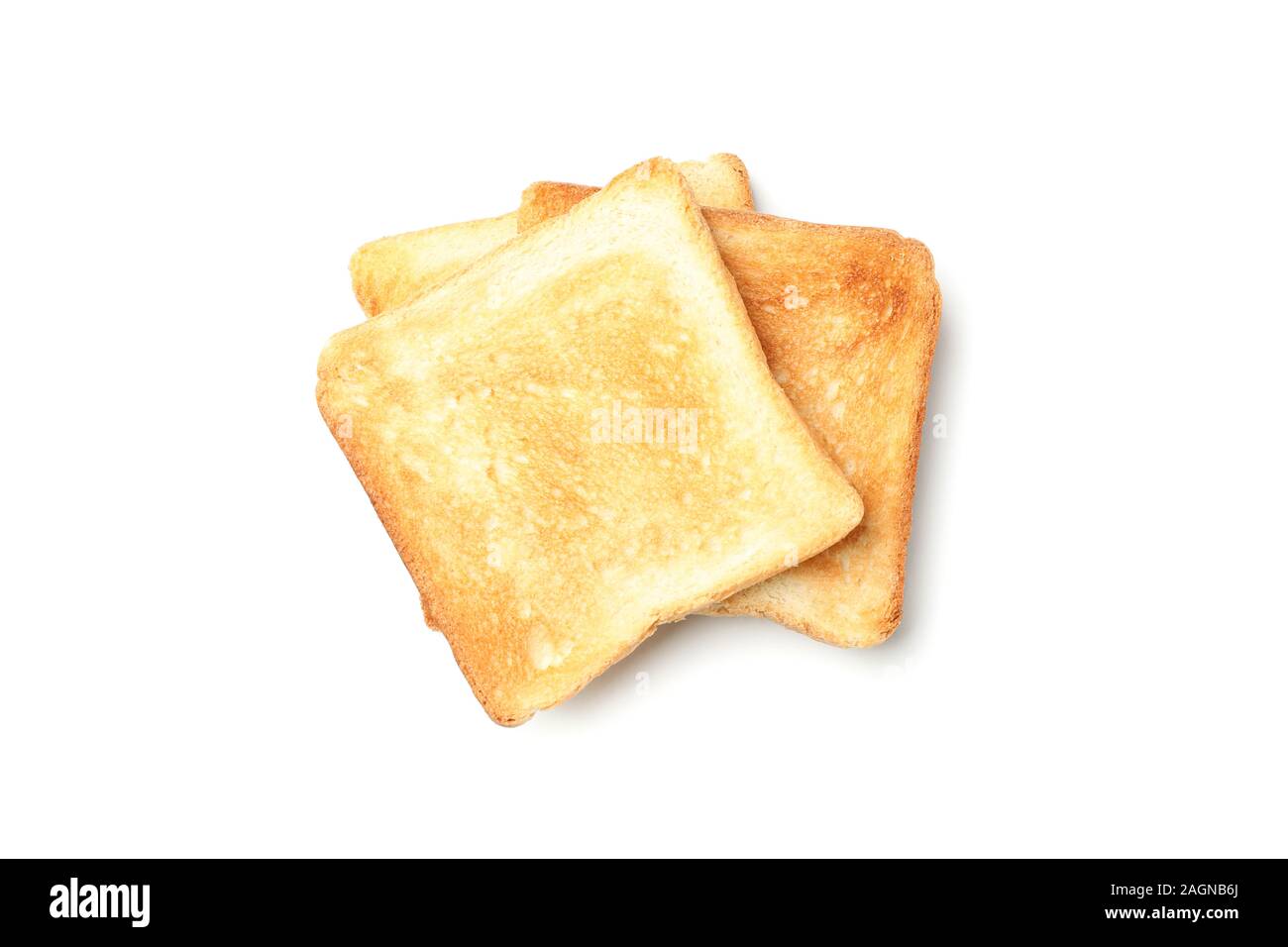 Three slices of bread toasts isolated on white background Stock Photo ...