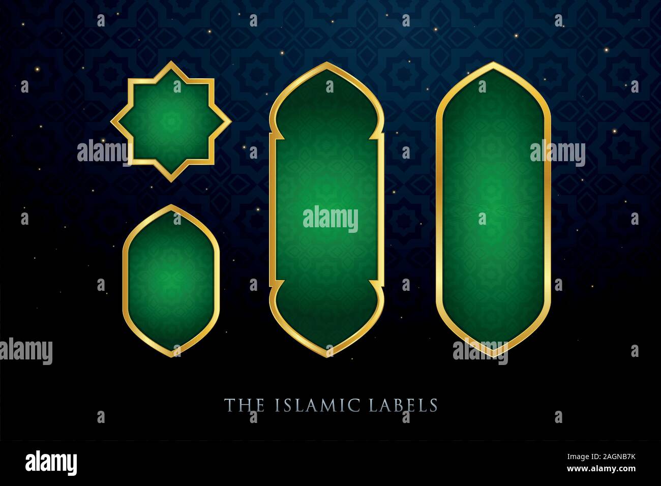 Four Islamic Labels. Isolated Vector Illustration Stock Vector Image ...