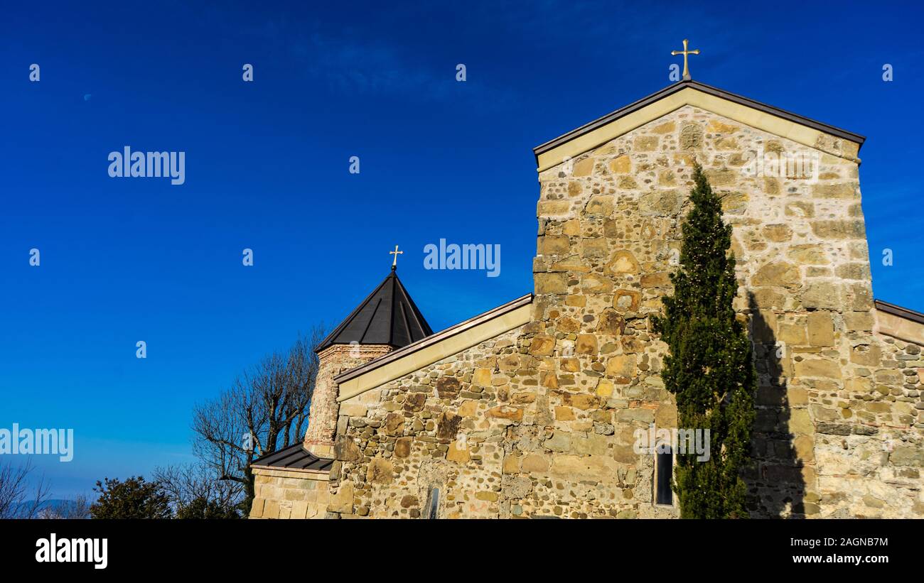 Medieval orthodox monastery Zedazeni in Caucasus mountain close to ...