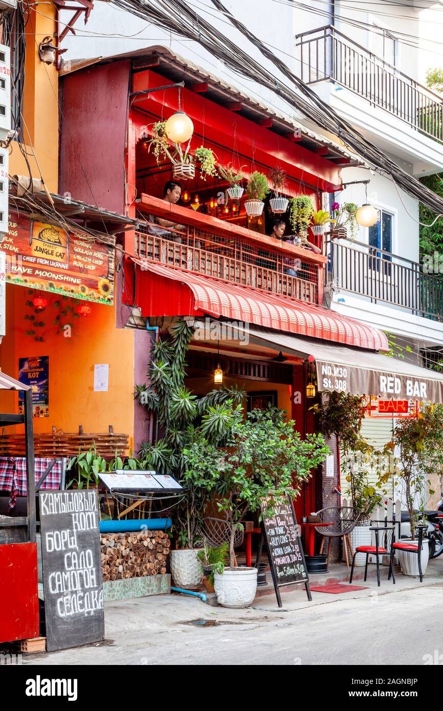 The Red Bar, Bassac Lane, Phnom Penh, Cambodia Stock Photo - Alamy