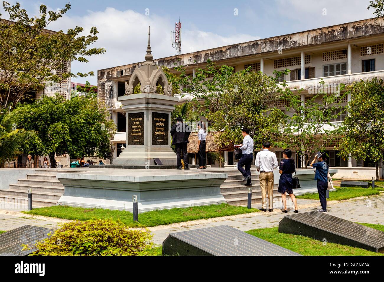 Visitors At A Memorial, Tuol Sleng Genocide Museum (Formerley S21 ...