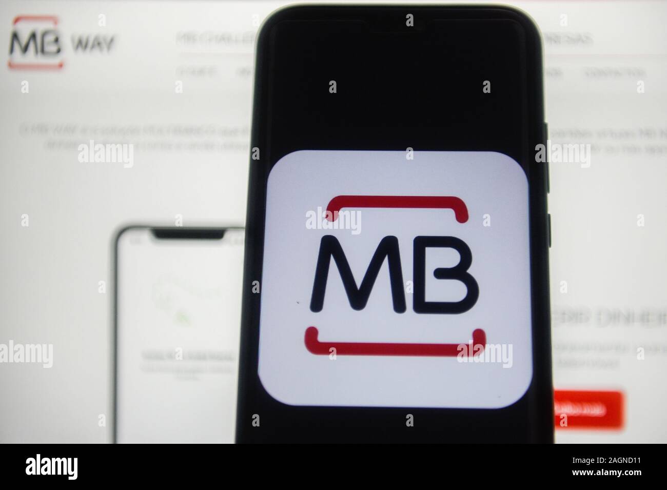 In this photo illustration an MBway logo seen displayed on a smartphone ...