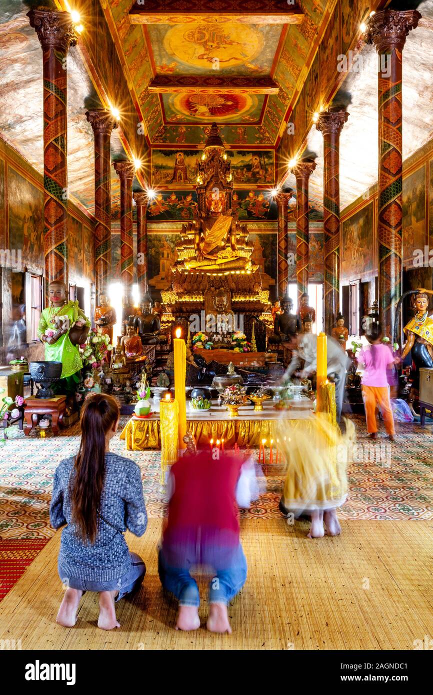 The Colourful Interior Of Wat Phnom Buddhist Temple, Phnom Penh ...