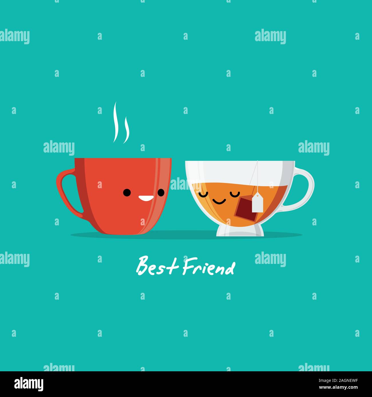 A cup of coffee and Tea. Best Friend Illustration. Isolated Vector ...