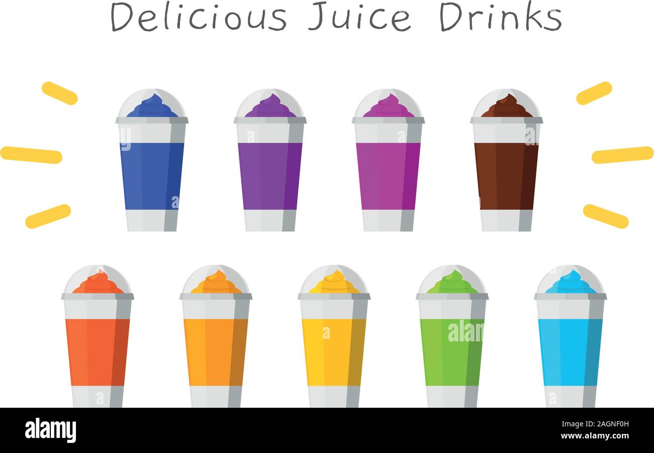 A set of colorful Juice Drinks. Isolated Vector Illustration Stock ...