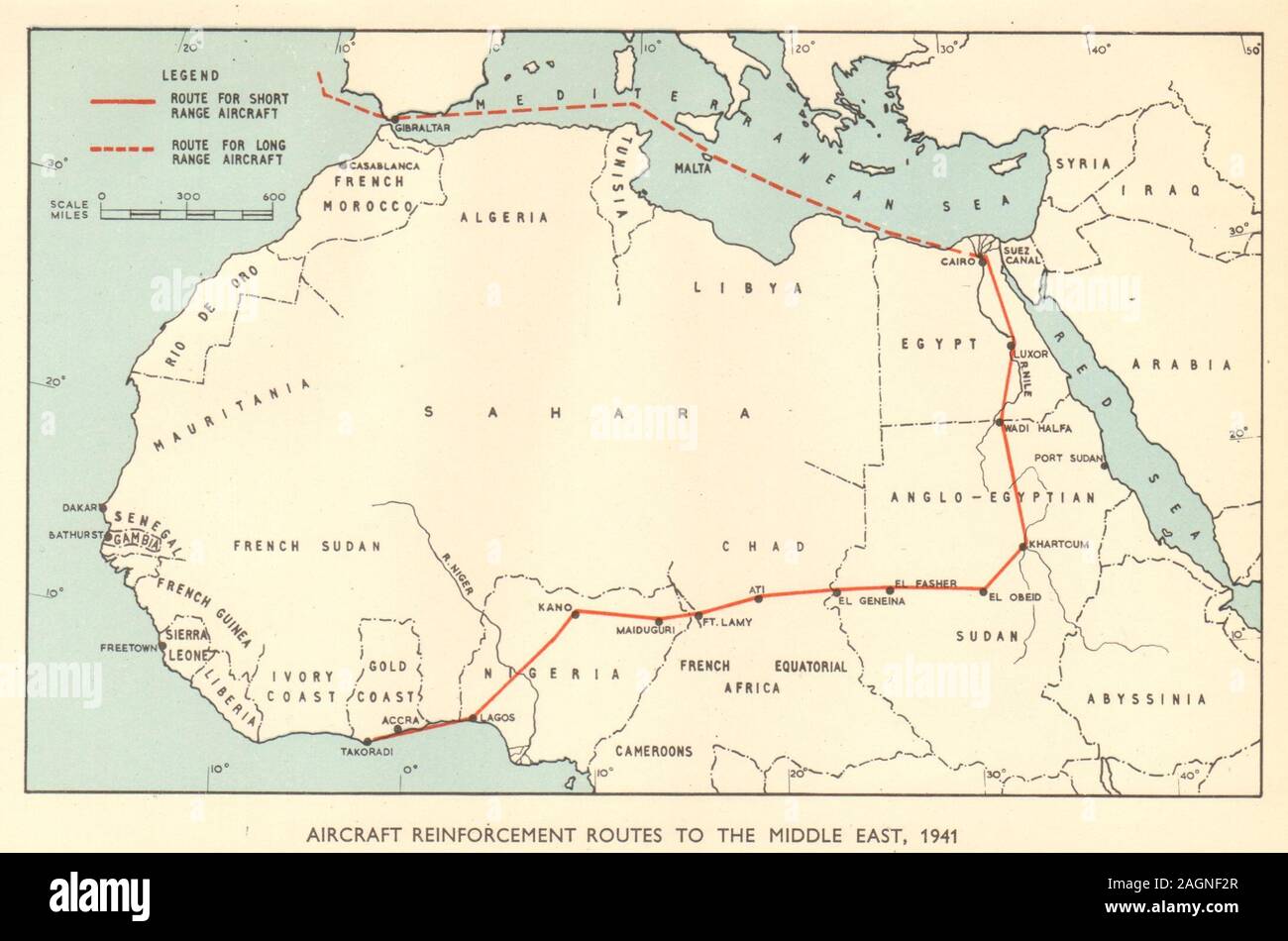Middle East aircraft reinforcement routes 1941 Takoradi WW2 RAF 1953 ...