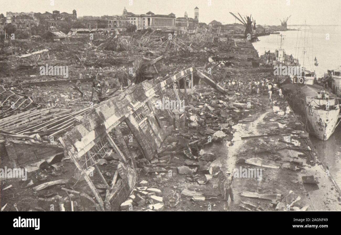Rangoon docks bombed by Allies. World War 2. Royal Air Force. Burma ...