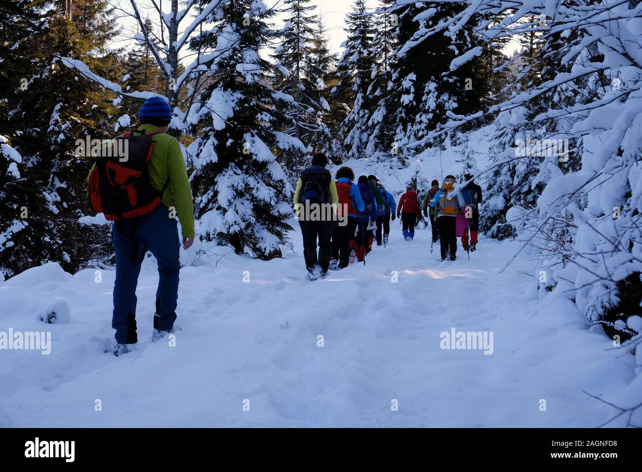 people hiking in the snow in the town of tonya trabzon turkey Stock ...