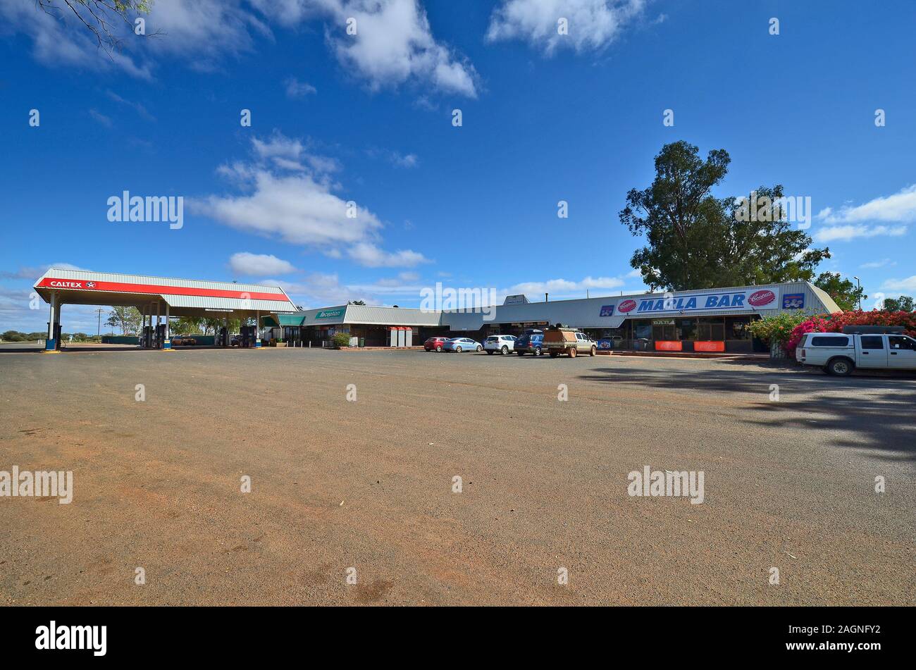 Marla, SA, Australia - November 15, 2017: Roadhouse with petrol station ...