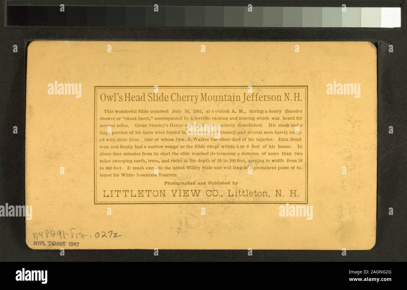 Owl's Head Slide, July 10th, 1885, Jefferson, NH Owl's Head Slide, July ...