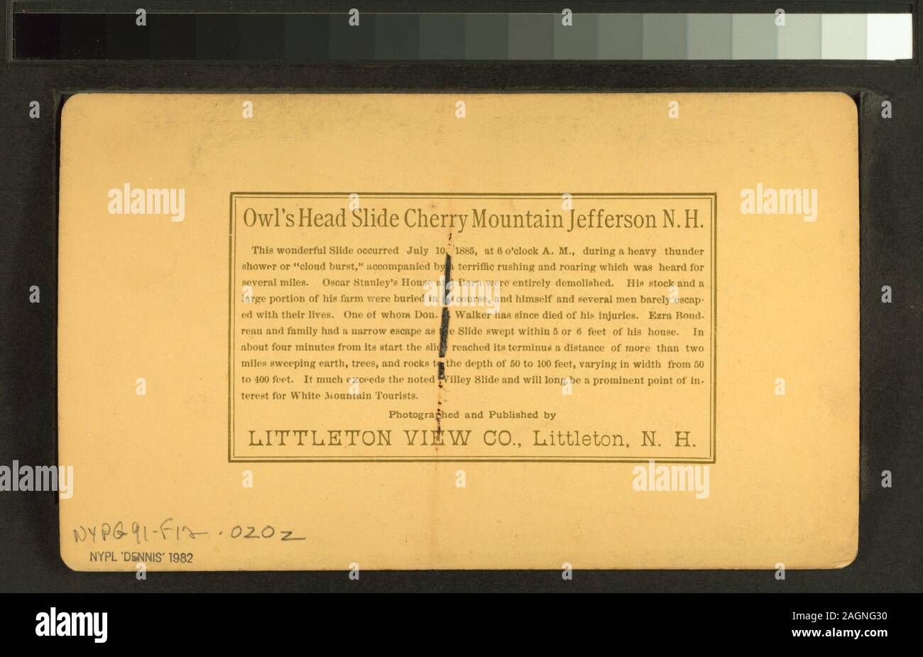 Owl's Head Slide, July 10th, 1885, Jefferson, NH Owl's Head Slide, July ...