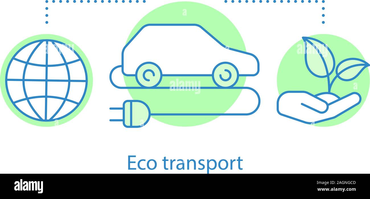 Eco transport concept icon. Green vehicle idea thin line illustration ...