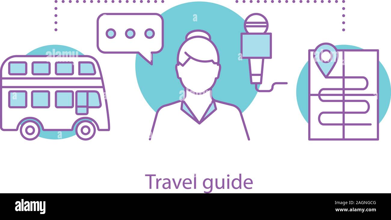 Travel guide concept icon. Excursion. Sightseeing idea thin line ...