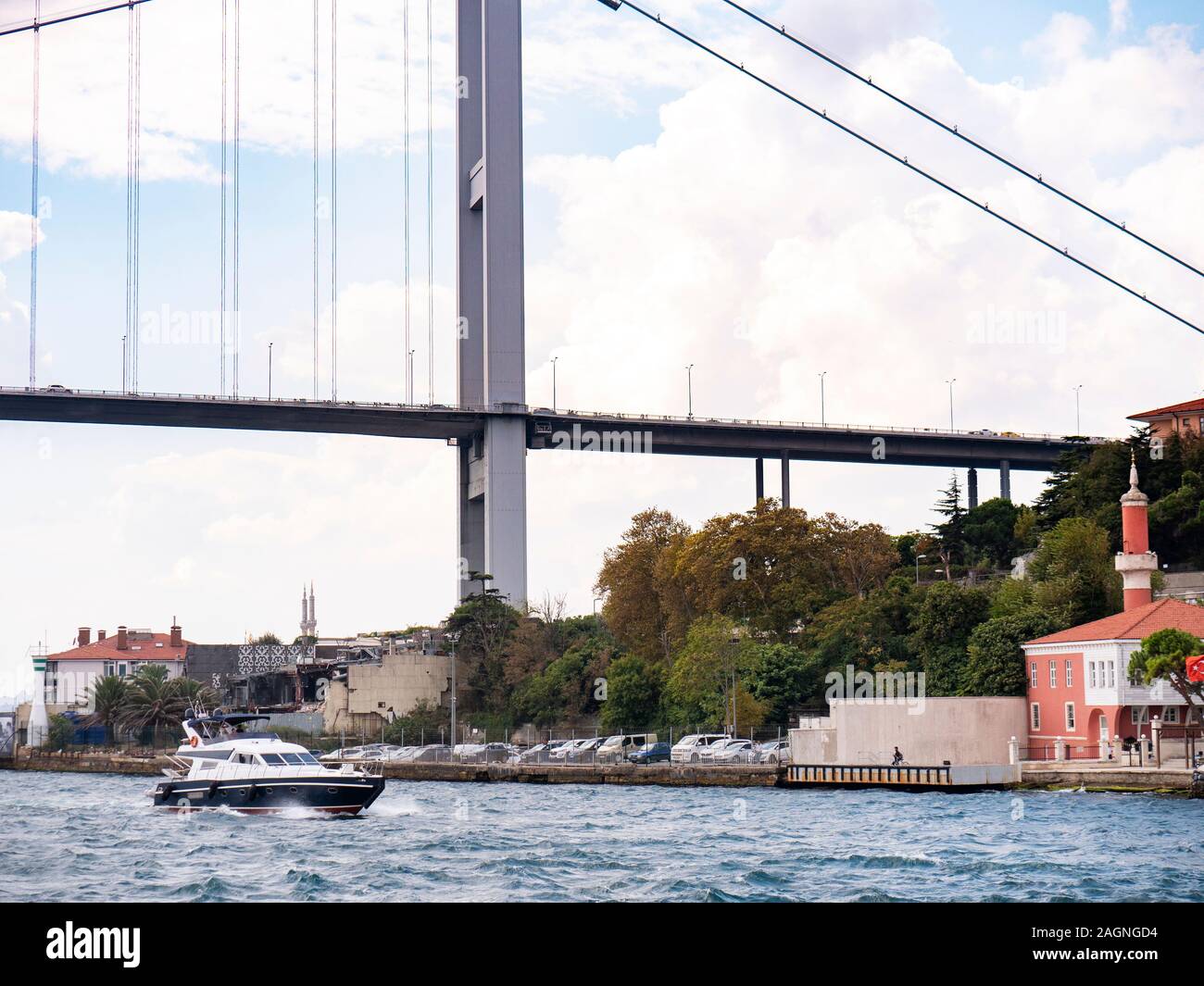 Bosphorus , Istanbul ,Turkey - October 2019 : Tourists yachts in ...