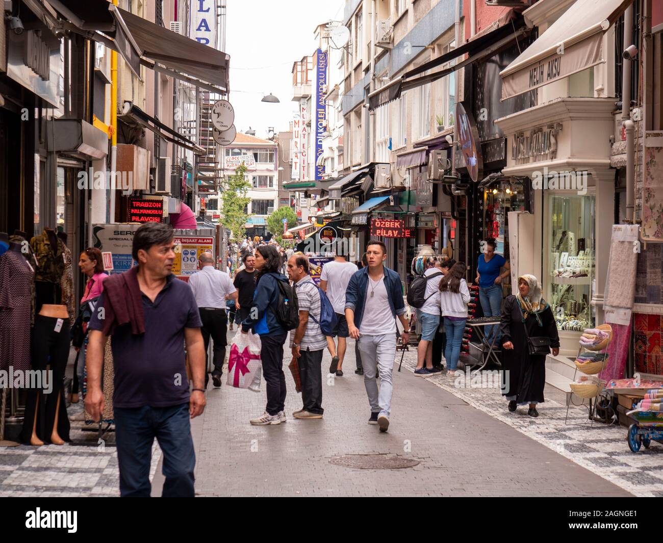 Istanbul , Turkey ; October 2019 : People walking in asian muslim ...