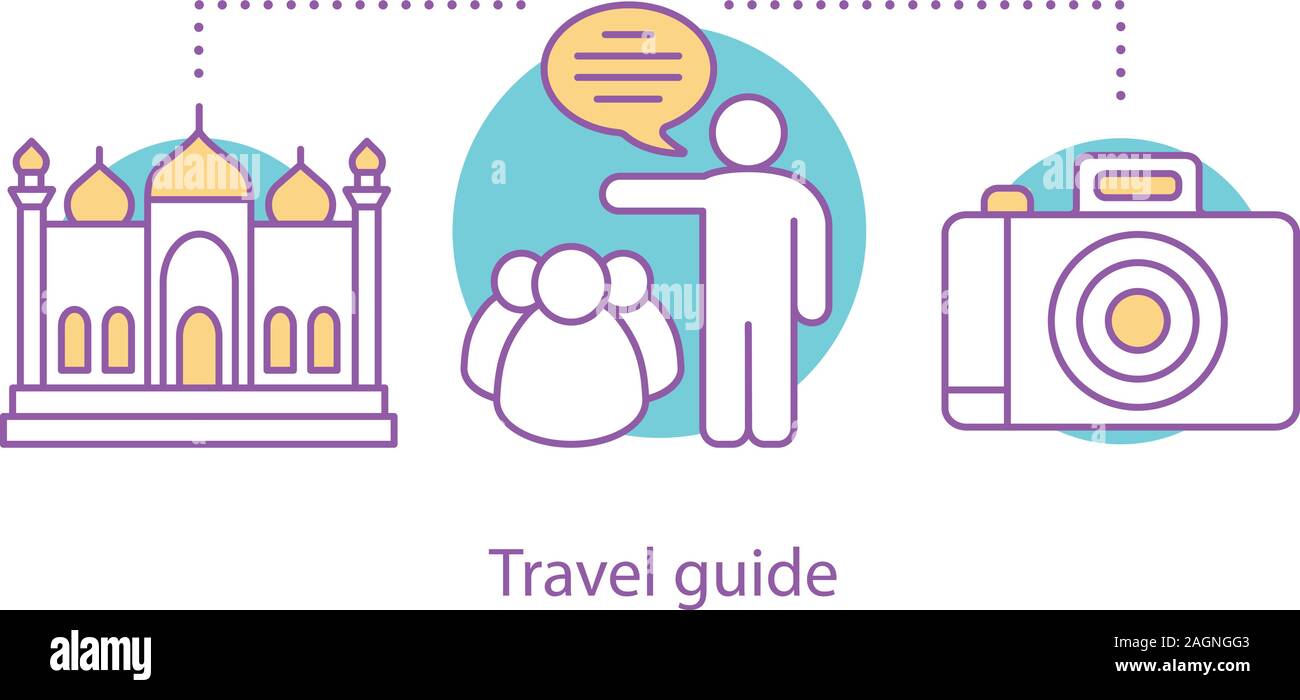 Travel guide concept icon. Excursion. Sightseeing idea thin line ...