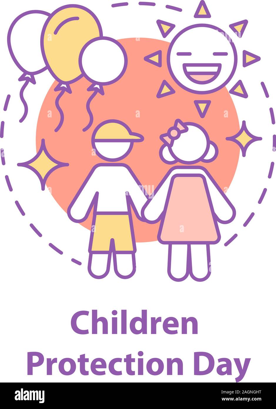 Children's protection day concept icon. Childhood idea thin line ...