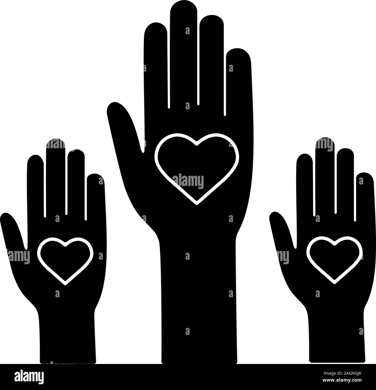 Unity in diversity glyph icon. Silhouette symbol. No to racism ...