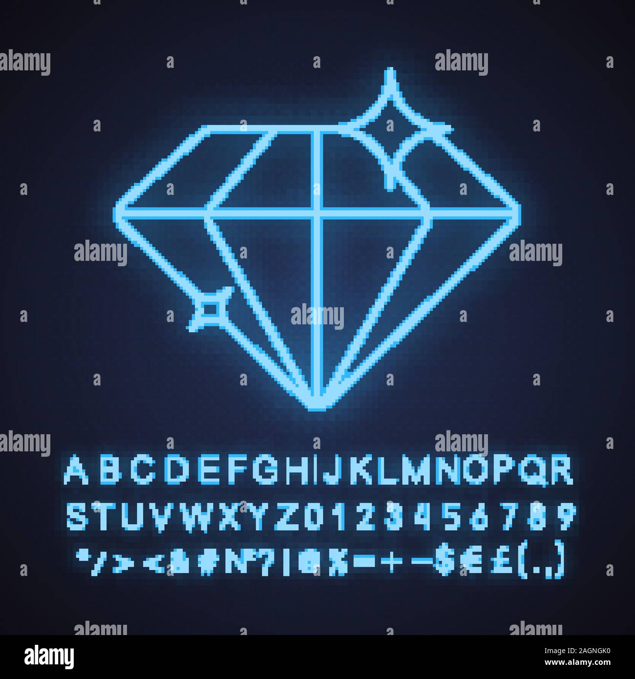 Diamond neon light icon. Shiny brilliant gem. Glowing sign with ...