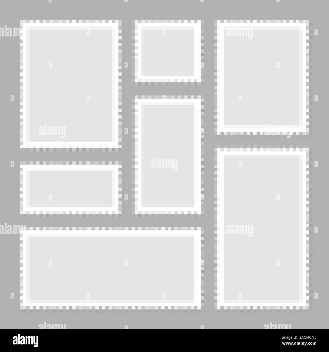 Blank postage stamps collection. Sticky paper stamp. Vector ...