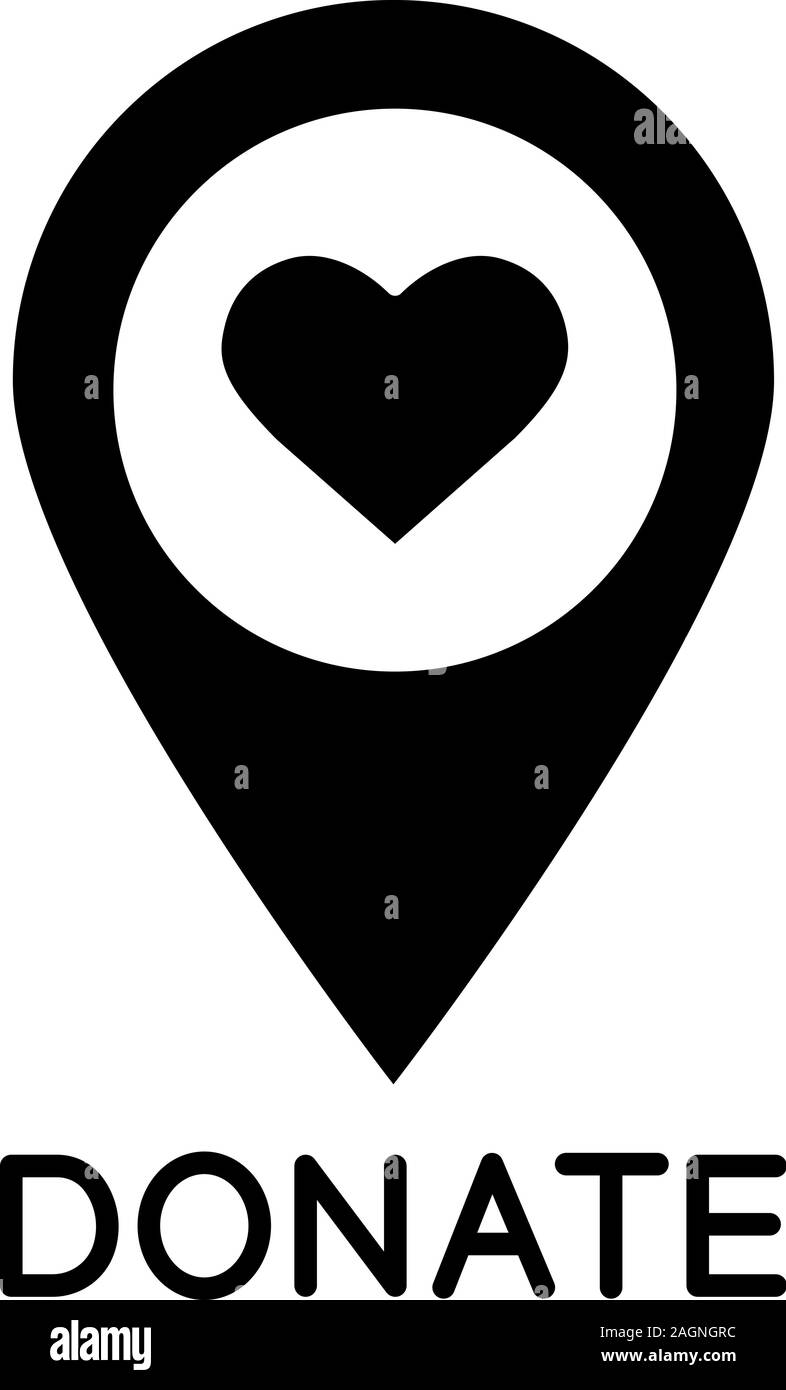 Charity organization location glyph icon. Silhouette symbol. Map ... Charity organization location glyph icon. Silhouette symbol. Map ...