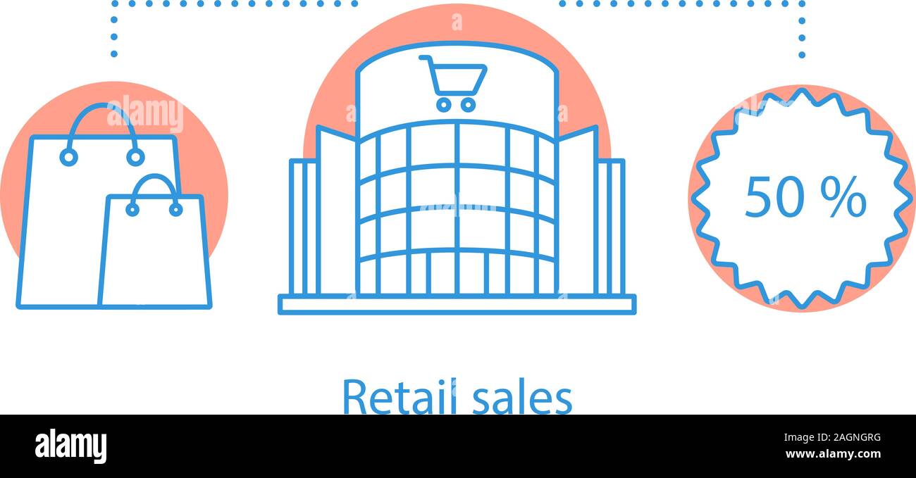 Retail sales linear icon. Shopping center idea thin line illustration ...