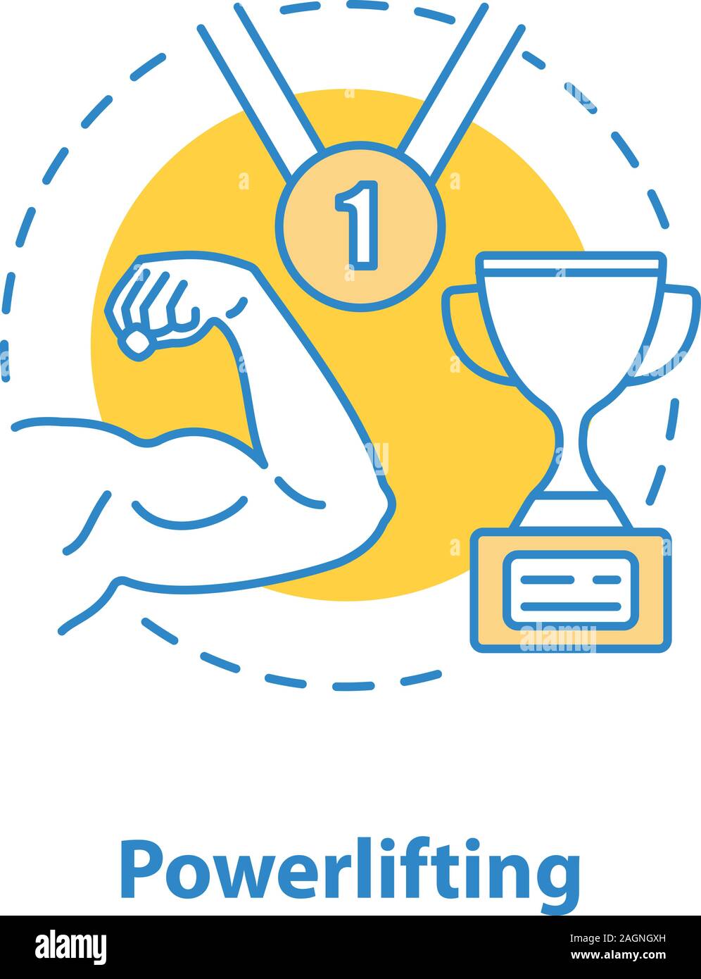 Bodybuilder competition concept icon. Champion idea thin line ...