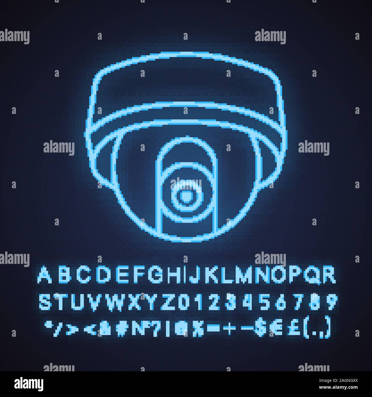 Surveillance camera neon light icon. Security system. Cctv. Glowing ...