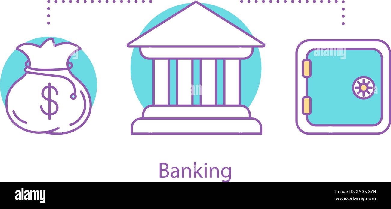Banking concept icon. Saving money idea thin line illustration ...