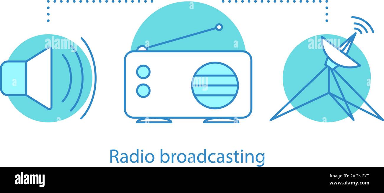 Radio broadcasting concept icon. On air idea thin line illustration ...