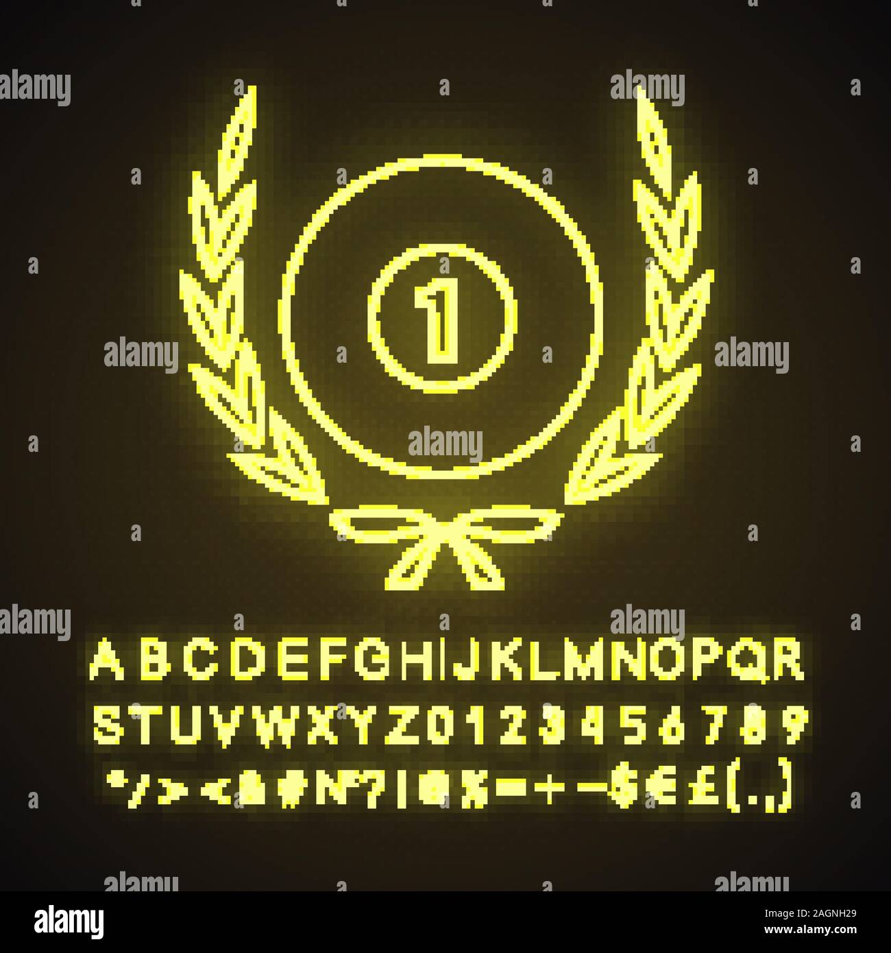 Billiard championship symbol neon light icon. Billiard ball in laurel ...