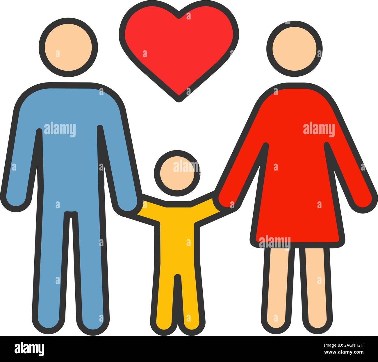 Family color icon. Adoption. Parenthood. Mother, father and child ...