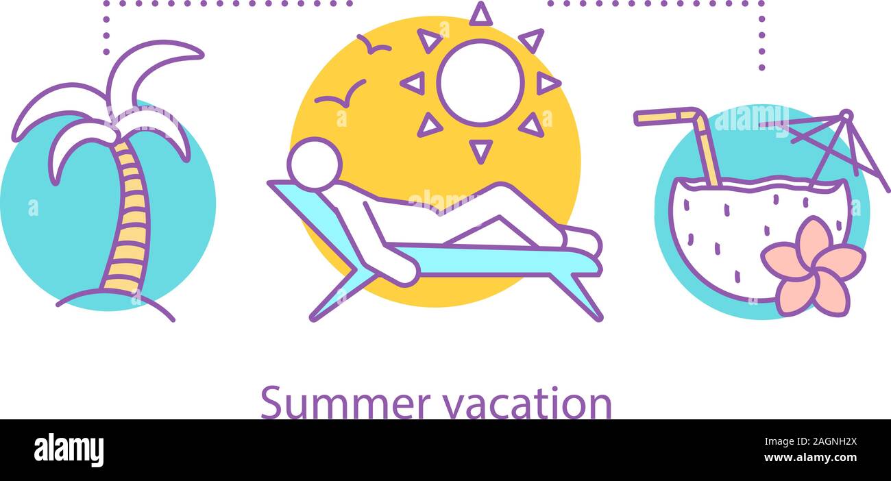 Summer rest concept icon. Journey idea thin line illustration. Deck ...
