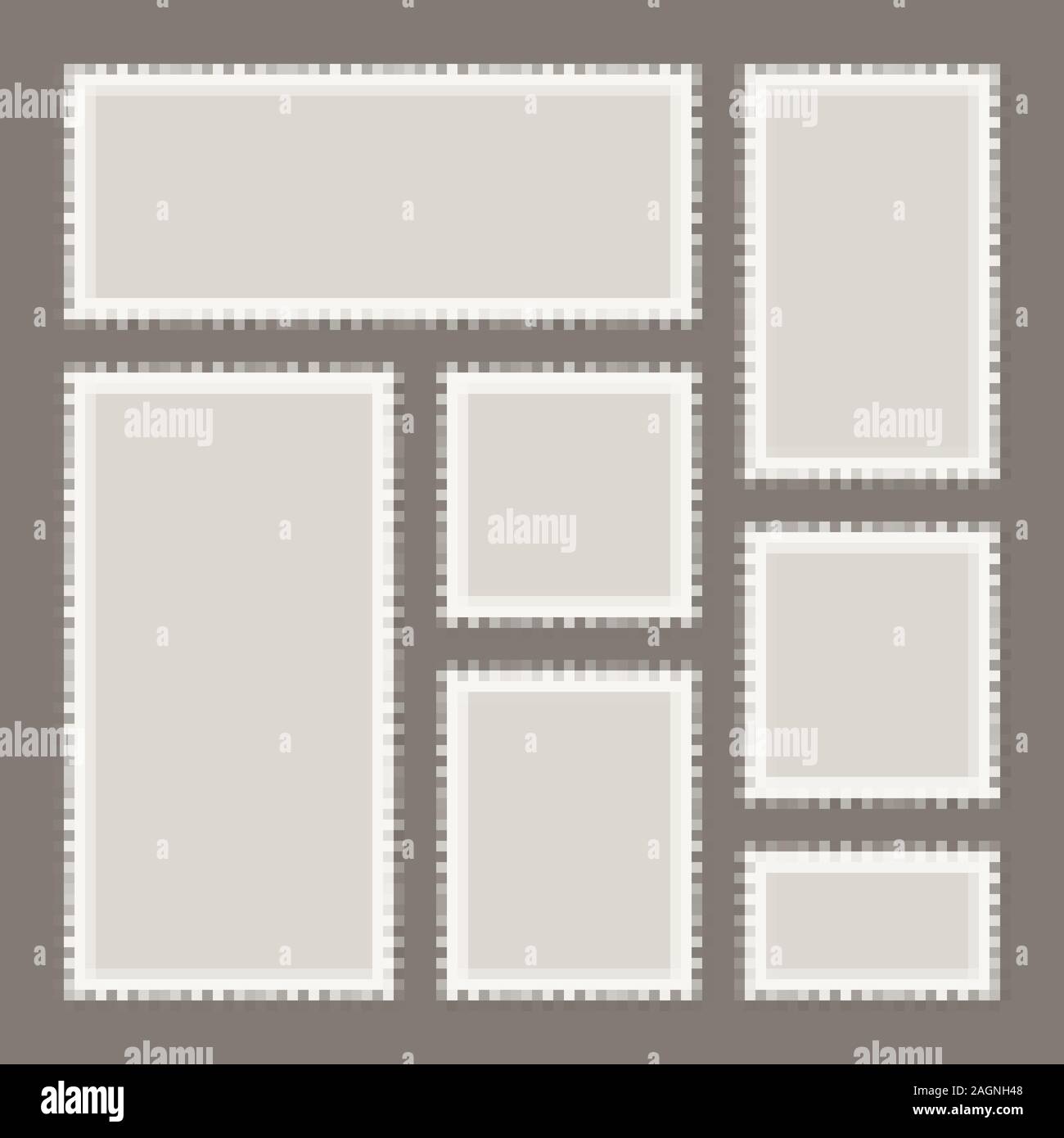 Blank postage stamps collection. Sticky paper stamp. Vector ...