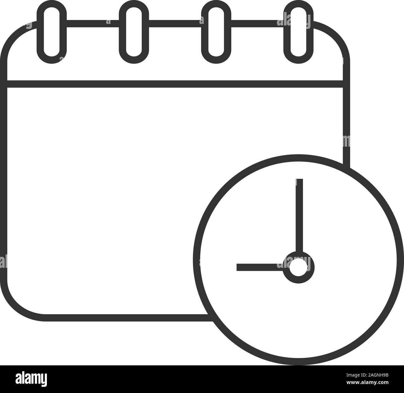Schedule linear icon. Appointment. Timetable. Calendar page with clock ...