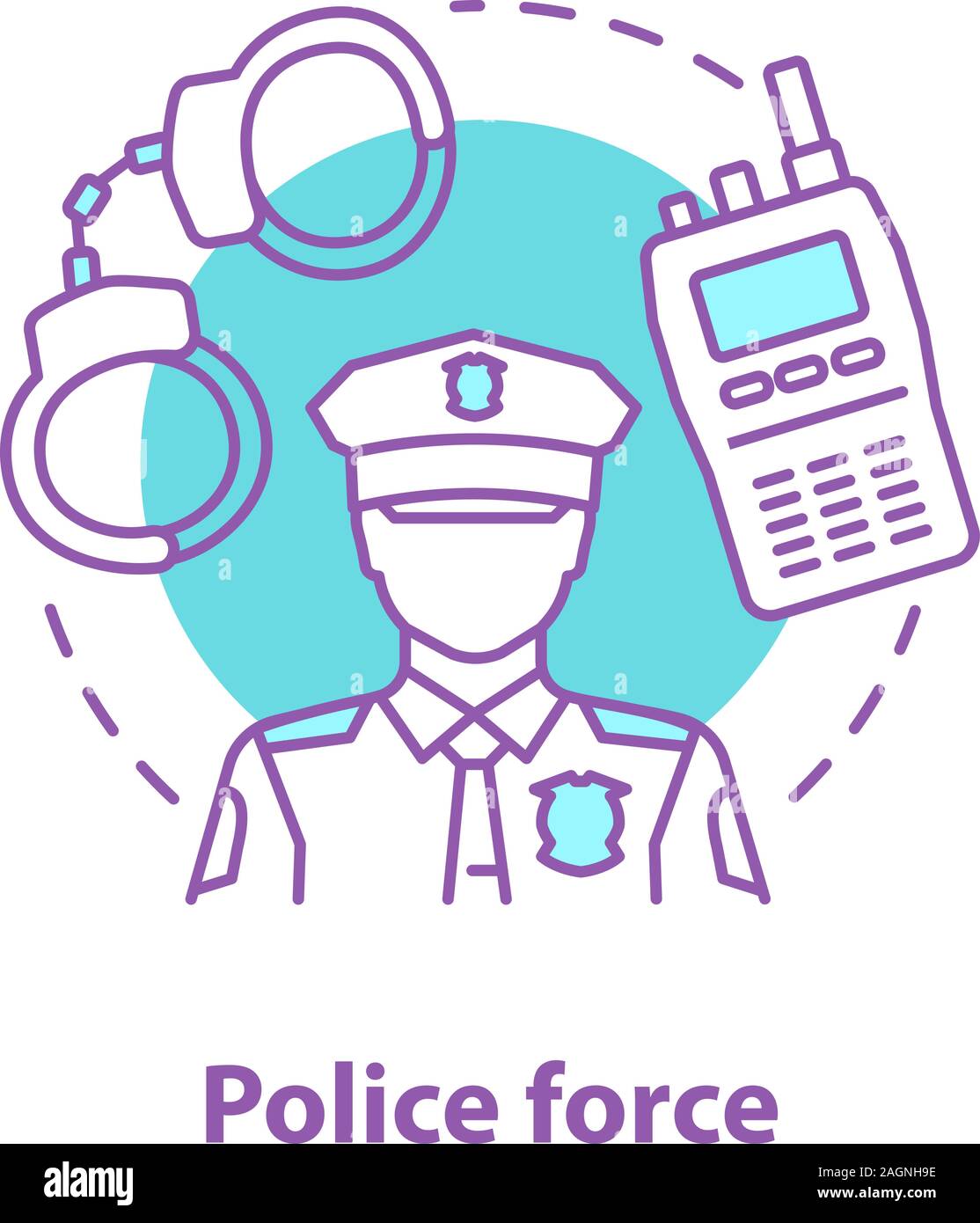 Police force concept icon. Law enforcement idea thin line illustration ...