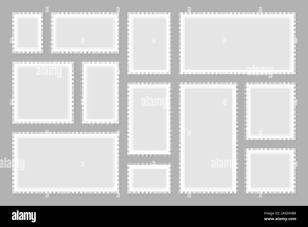 Blank postage stamps collection. Sticky paper stamp. Vector ...