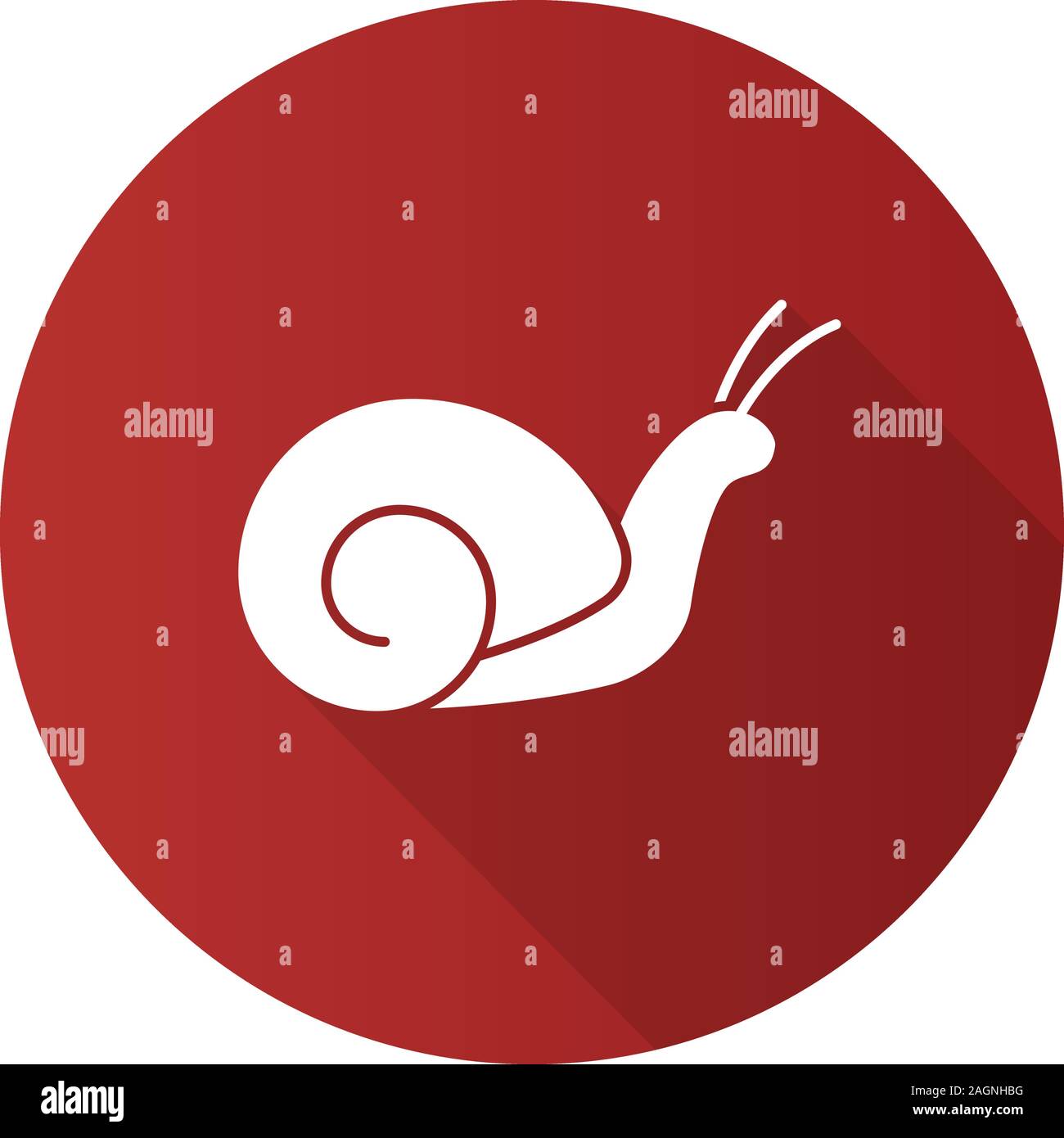 Snail flat design long shadow glyph icon. Slow motion. Slug. Vector ...