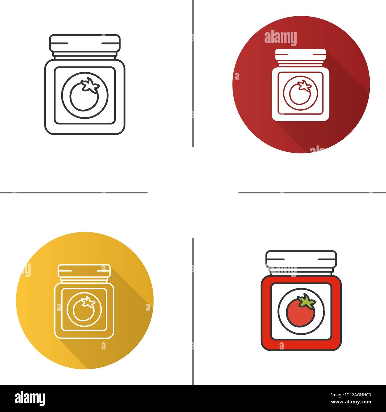 Tomato sauce jar icon. Flat design, linear and color styles. Isolated ...