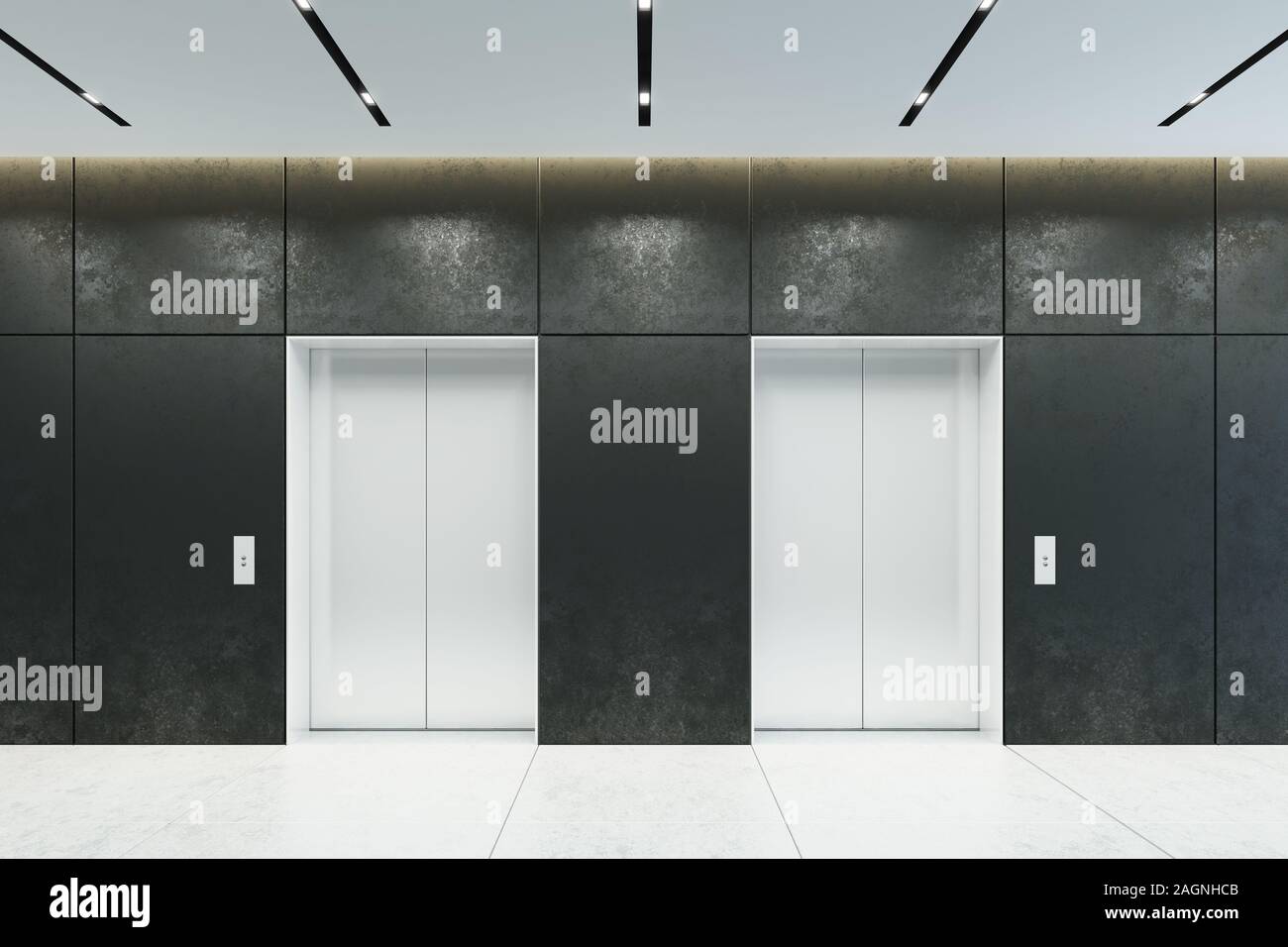 modern elevator with closed doors in office lobby, 3d rendering Stock Photo - Alamy