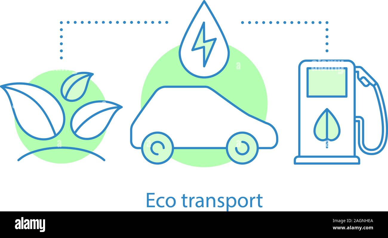 Eco transport concept icon. Green vehicle idea thin line illustration ...