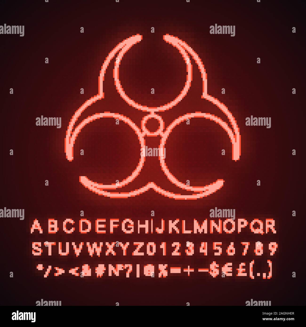 Biohazard danger neon light icon. Bio hazard caution. Glowing sign with ...