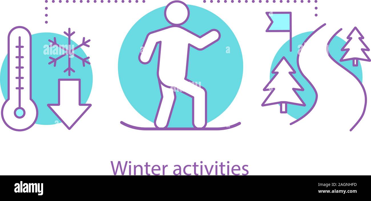 Snowboarding concept icon. Winter activity idea thin line illustration ...