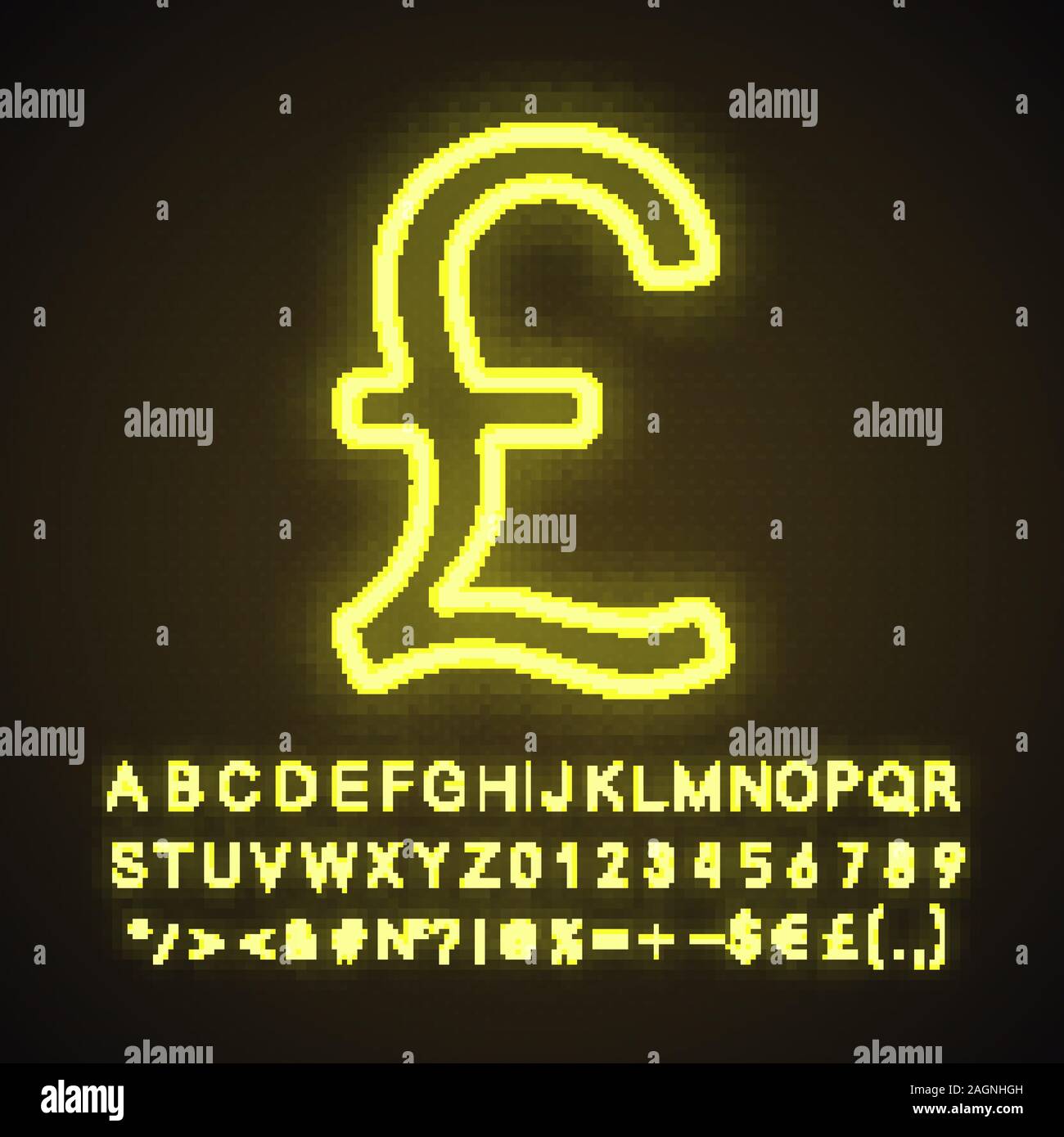 Pound neon light icon. Great Britain national currency. Glowing sign ...